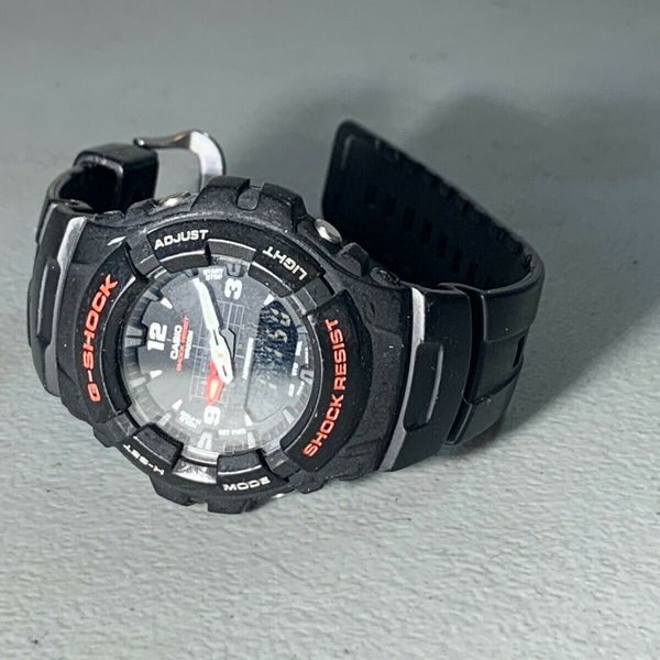 CLEAN MENS CASIO G 100 BLACK ANA DIGI G SHOCK QUARTZ WATCH 2327 MODULE ...