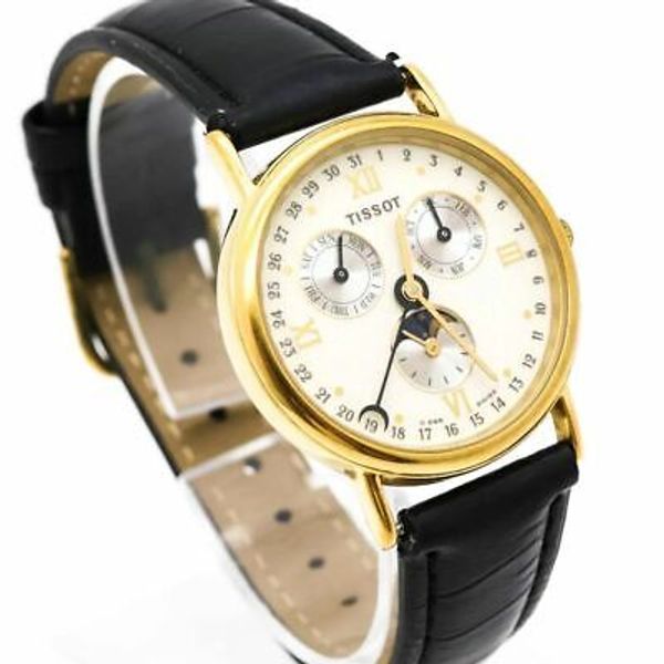 Tissot Moonphase Triple Calendar Watch Men's 30mm Round Quartz White ...
