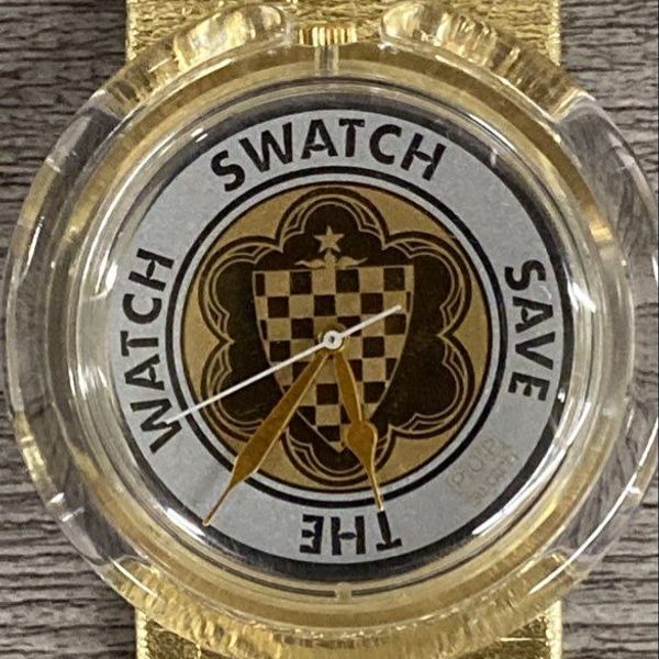 Swatch Pop Save The Watch Gold Tone Leather Vintage Women's Watch ...