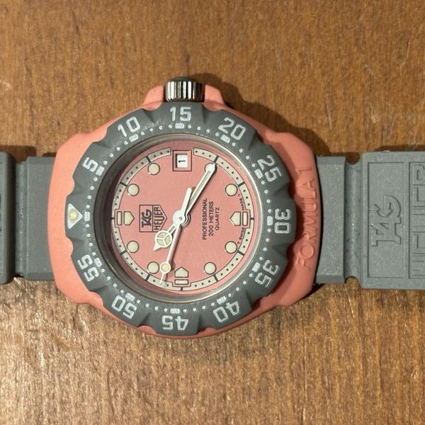 Tag Heuer Womens Formula 1 Watch Pink Gray 360.508 Plastic Rubber Retro ...