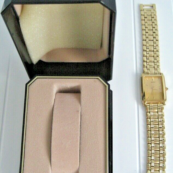 SEIKO Watch Gold Rectangle Analog Quartz V701-5E49 - Brand New & Never ...