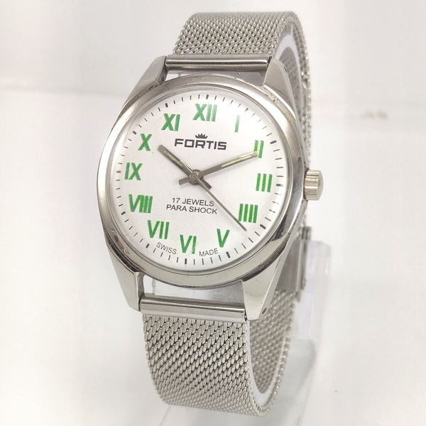 Fortis White Dial 17 Jewels Para Shock Handwinding Movement Men's Wrist ...