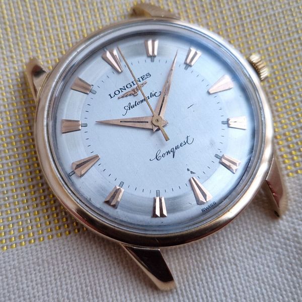 Vintage Swiss Longines Conquest automatic watch, 18k solid rose gold, 19AS, runs | WatchCharts ...