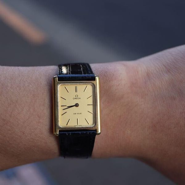 Omega deville tank mens analog manual gold rectangular | WatchCharts ...