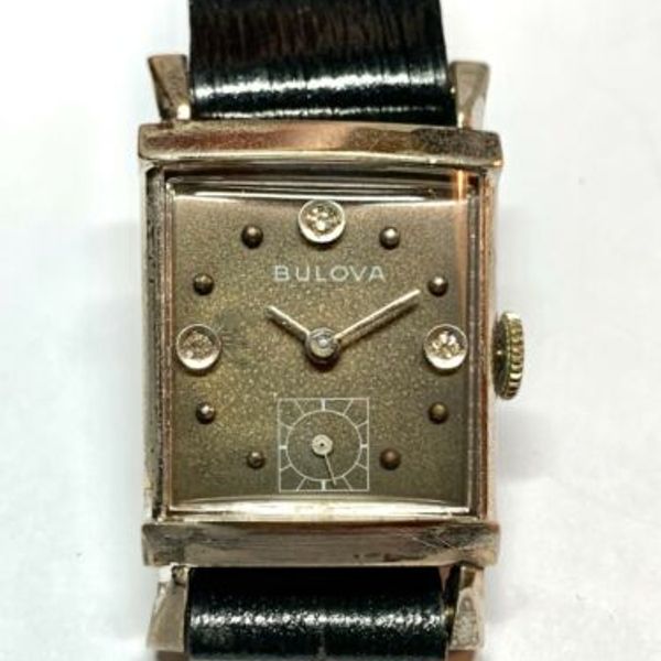 BULOVA Vintage Watch Diamond Tropical Dial Tank White GF Caliber 8AE ...