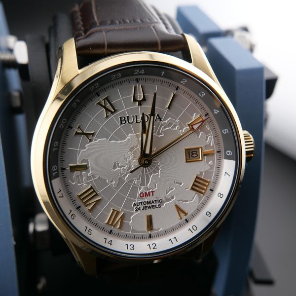 [WTS] {WTT] Bulova 97B210 GOLD Global Engraved Dial Automatic GMT ...