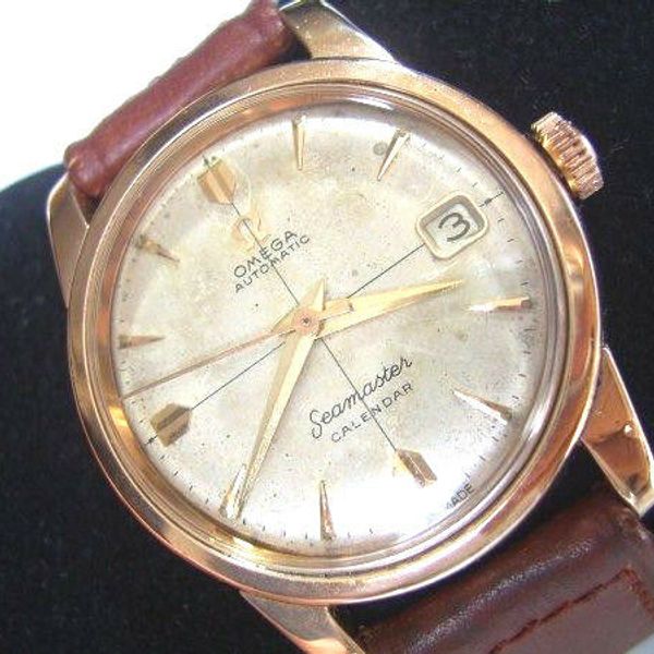 GOLD CAPPED OMEGA SEAMASTER CALENDAR CAL 503 CROSSHAIR TROPICAL DIAL ...