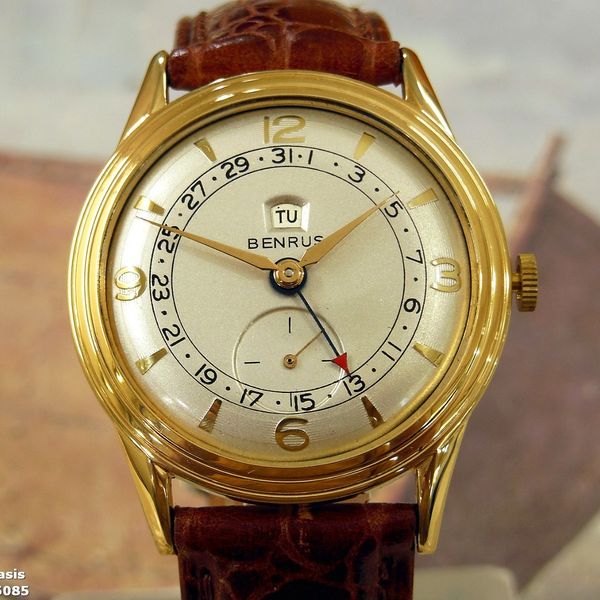 1950's Vintage BENRUS DATE POINTER, Stunning Silver Dial, Serviced ...