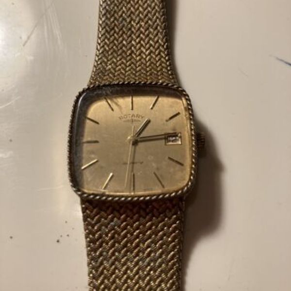 Gents Rotary Gold Plated ? Square Faced Quartz Wrist Watch 1768 ...