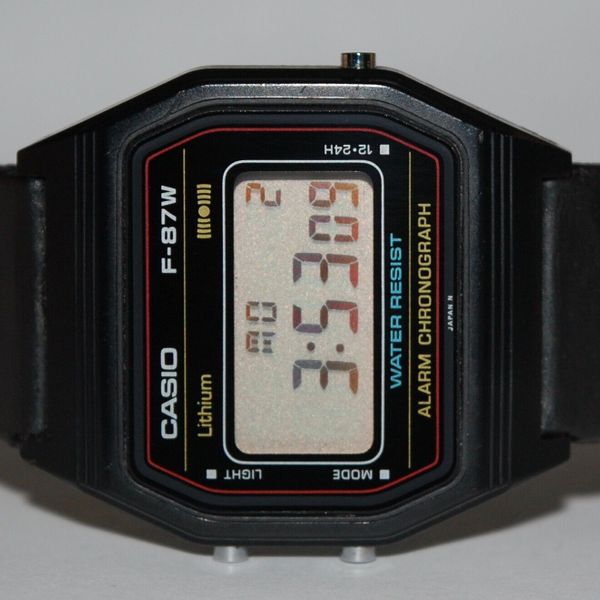 VINTAGE NEW OLD STOCK Casio F-87W 415 BLUE Digital LCD Watch UNWORN ...