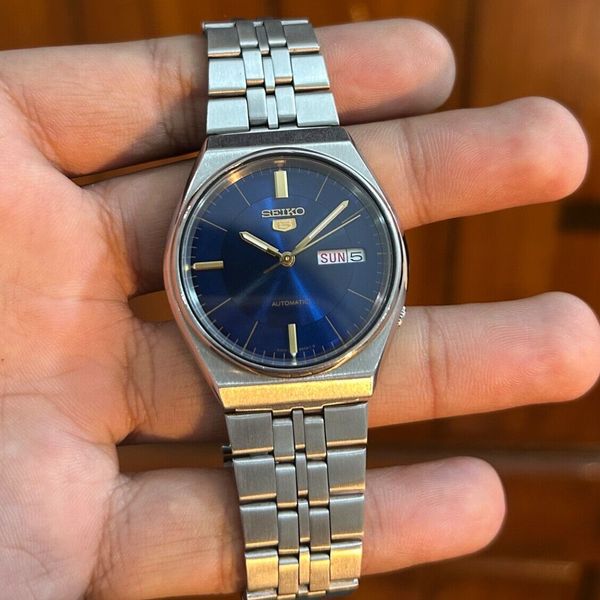 vintage Seiko 5 Automatic 17 Jewels Blue Dial Japan Men's Wrist Watch 6309-8820 | WatchCharts ...