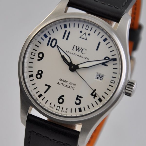 FS: IWC Pilot Mark XVIII White Steel 40mm IW327002 Automatic 3270 Strap ...