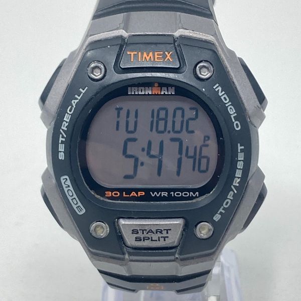 Timex Ironman Triathlon Watch Men Digital Black Orange 30 Lap Alarm ...