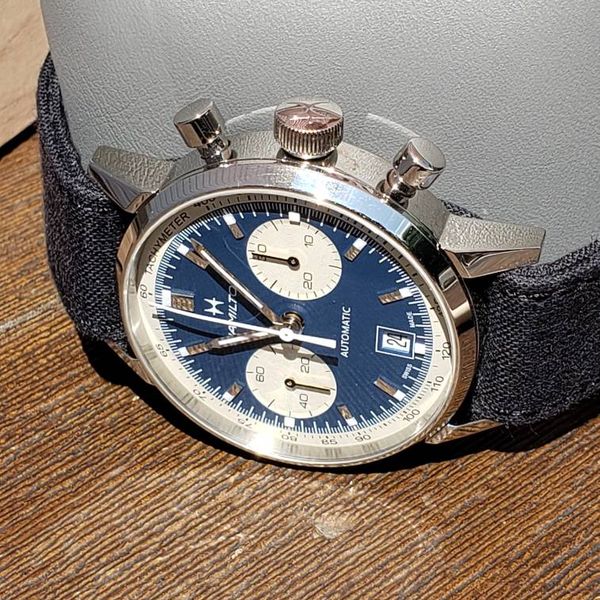FSOT Hamilton Intra Matic blue dial Chrono 40mm full kit Mint $1525 ...