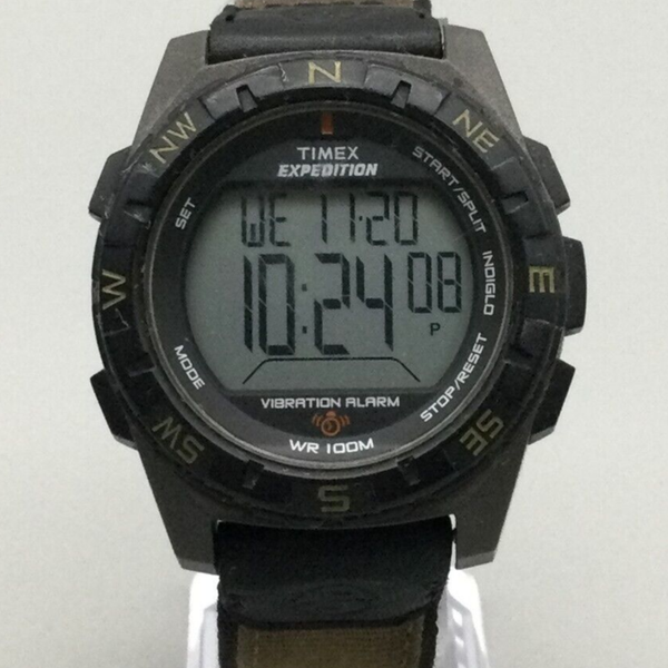 Timex Expedition Watch Men Indiglo 45mm Black Day Date Vibration Alarm ...