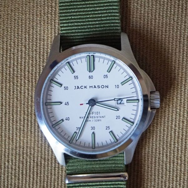SOLD: Jack Mason Quartz White Dial Field Watch $50 OBRO | WatchCharts