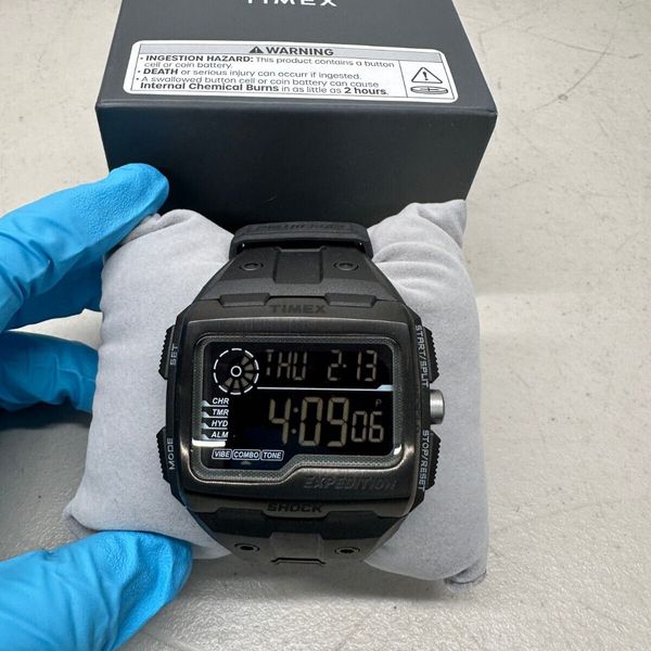 Timex Expedition Grid Shock with Black Resin Strap Indiglo Negative ...