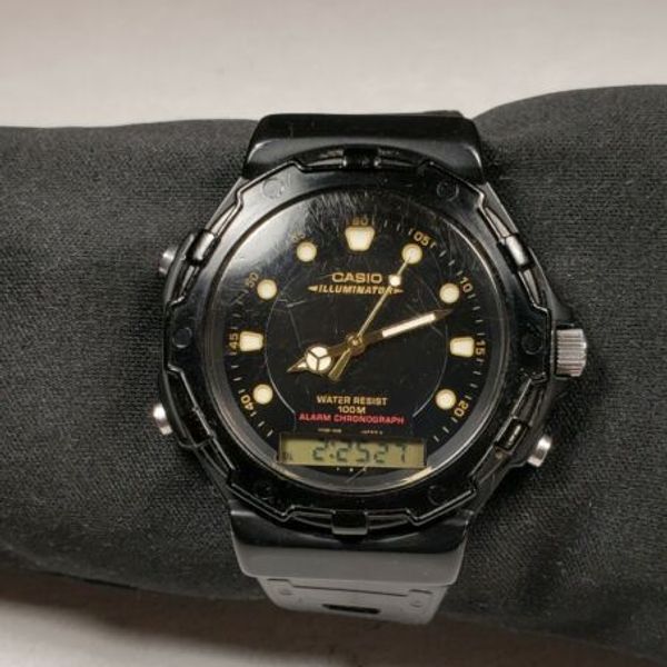 Vintage Casio 1320 AQ-130BW Analog Digital Wrist Watch, Made in Japan ...