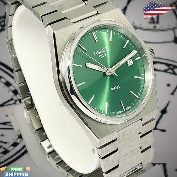Tissot PRX Green Dial Swiss Quartz Men's Wrist Watch Date 40 mm Used ...