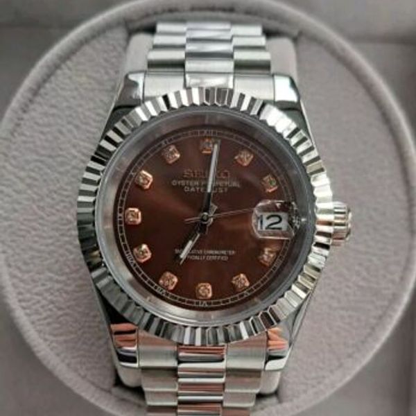 Seiko Mod NH35 Mens Chocolate Datejust Steel New | WatchCharts Marketplace