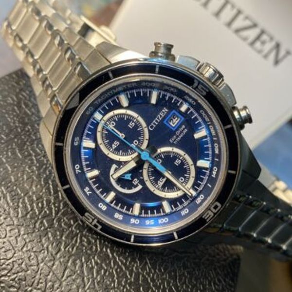 Citizen Eco-Drive Titanium Men's CA0349-51L TI+IP Chronograph 43mm ...