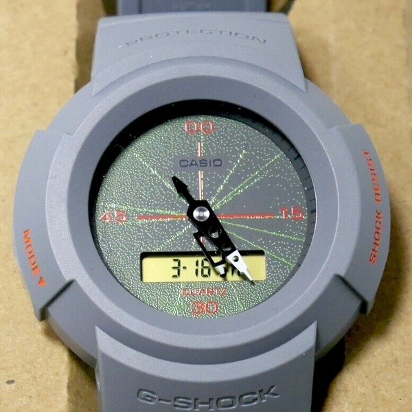CASIO G-SHOCK Light Gray Analog Watch DayDate Backlight AW-500MNT-8AJR ...