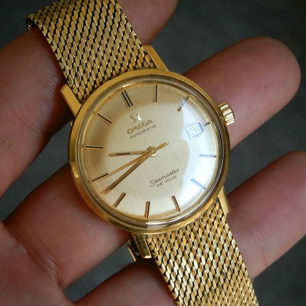 Omega 18k Solid Gold Seamaster De Ville 166.0020 Cal 562 Gold Milanese ...
