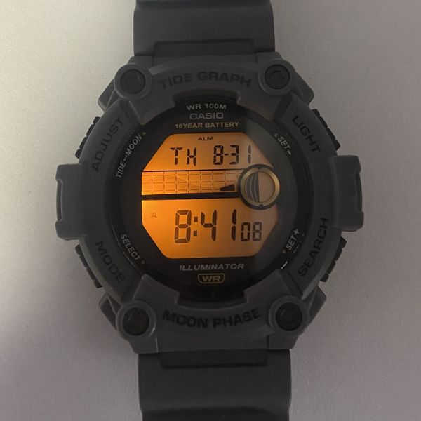 Casio Illuminator Moon Phase Tide Graph Watch WS-1300H Gray WR 100m ...