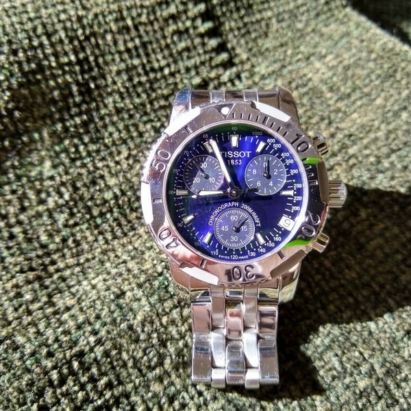 Men's Tissot PRS-200 Blue Dial Stainless Steel Chronograph Watch ...
