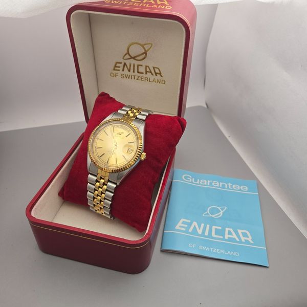 ENICAR men's automatic watch with box 2169-51-30 day/date swiss made ...