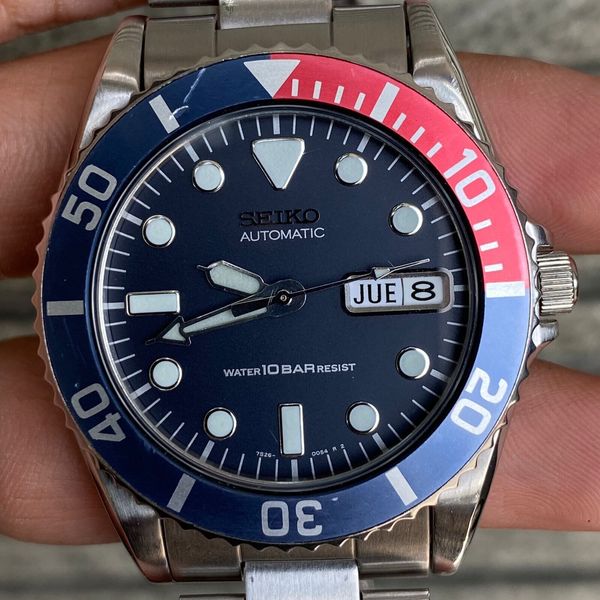 RARE Seiko SKX033 Automatic Mid-Size Day Date Pepsi Bezel Diver Watch ...