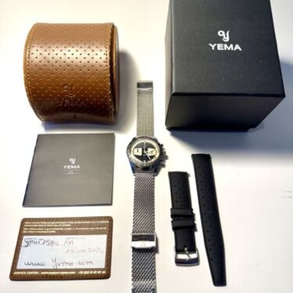 NEW Yema Rallygraf Meca Quartz Chrono Reverse Panda Dial + Extra Rubber ...
