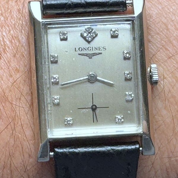 RARE 1960's Men's LONGINES 14K SOLID GOLD CASE REAL DIAMONDS DIAL ART ...