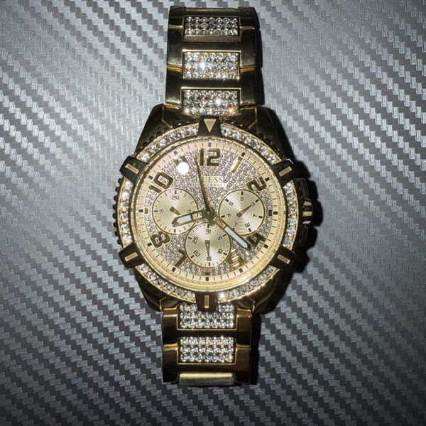 Guess Men's Frontier Quartz Gold Dial Watch W0799G2 USED But In Good ...