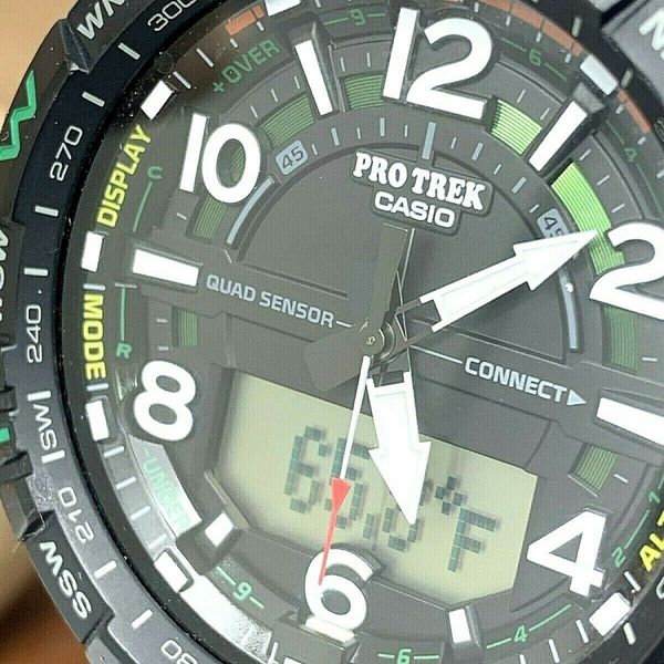 Casio Men's Watch PRTB50 Pro Trek Black Resin Band Quartz Ana-Dig ...