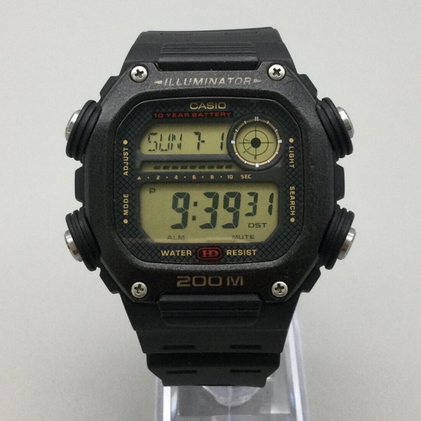 Casio Illuminator Watch Men 50mm Black Digital 200M 3484 DW-291H Day ...