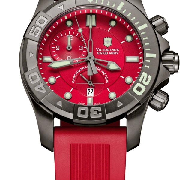 Victorinox Swiss Army Red Dial Dive Master 500 Men's Chronograph Watch ...