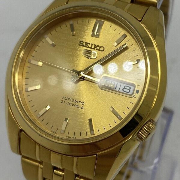 Seiko 5 SNK366 All Gold-Tone Stainless Steel 37mm Automatic Men's ...