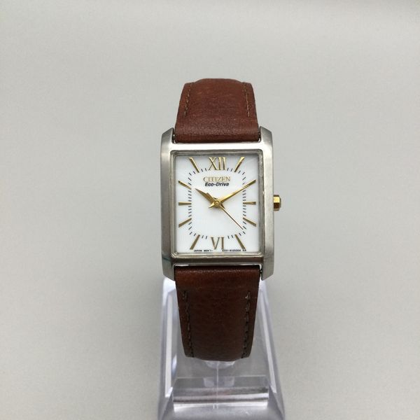 Citizen Eco-Drive Tank Watch Women 23mm Silver Tone Leather Band New ...