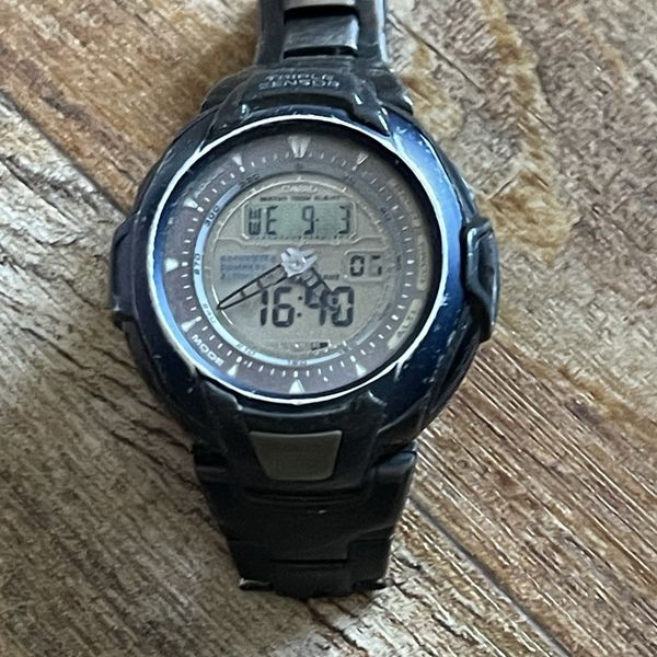 Casio Wr100m Protrek Analogue Digital Mens Quartz Watch 2767 PRG-60YT ...