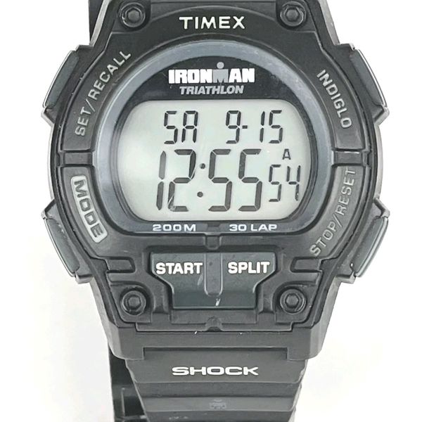 Timex Ironman Triathlon Shock Digital Watch Black 200M Timer 30 Lap ...
