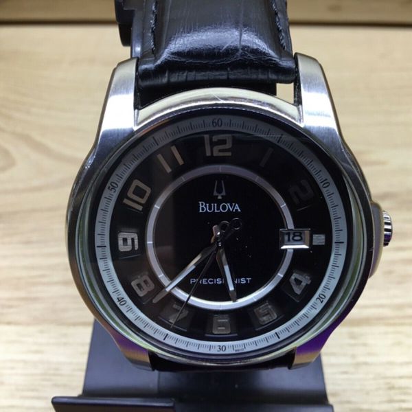 MENS BULOVA WATCH PRECISIONIST C877648 96B128 DAY W/ CLAREMONT BLACK ...