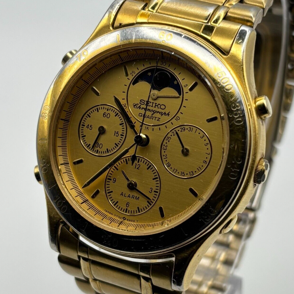 Seiko Alarm Chronograph Moonphase - 37mm Vintage Men's Watch - HTF ...