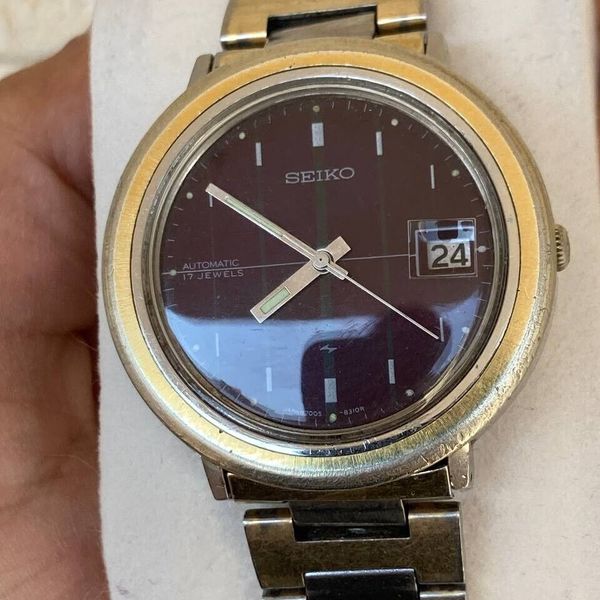 VINTAGE SEIKO 7005A WATCH GENTS JUMPO SIZE 40 MM BURGUNDY 1970'S ...