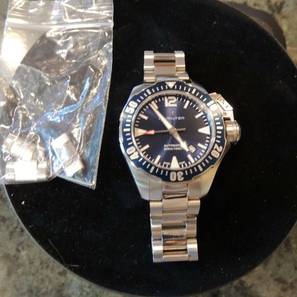 Hamilton KHAKI NAVY FROGMAN Automatic H77705145 Blue Sunburst Dive ...