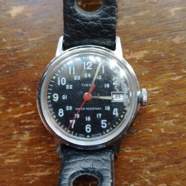 VTG Timex Mens Boys Military Style Mechanical Date Watch ( Working ...