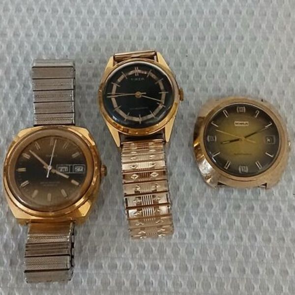 Vintage Watch Lot Of 3. TIMEX Automatic, TIRZA Antimagnetic, BENRUS ...