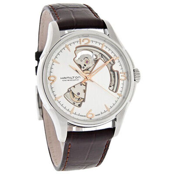 Hamilton Jazzmaster Open Heart Mens Brown Strap Swiss Automatic Watch ...