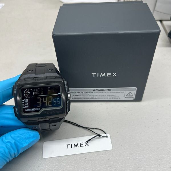 Timex Expedition Grid Shock with Black Resin Strap Indiglo Negative ...