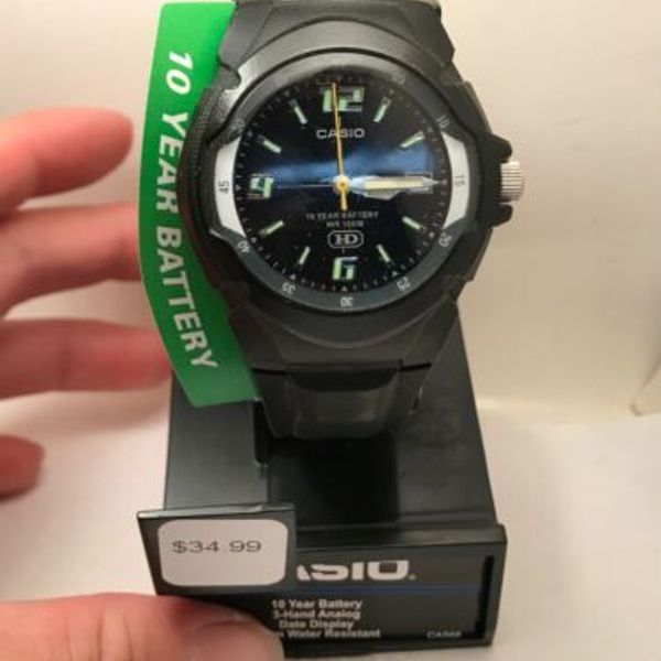 Casio MW600F-2AV, Men's Watch, Black Resin, BLUE Dial, Date, 10 Year ...